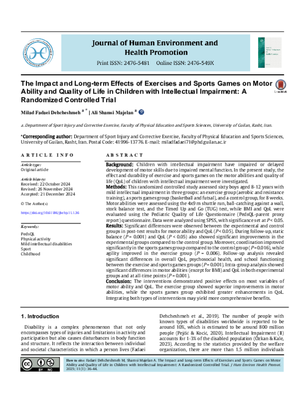 (PDF) The Impact and Long-term Effects of Exercises and Sports Games on ...