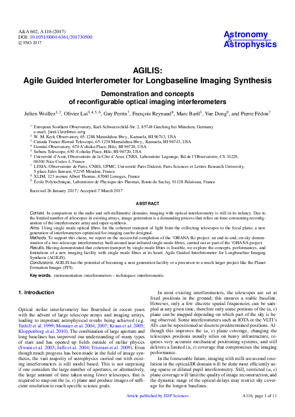 AGILIS: Agile Guided Interferometer for Longbaseline Imaging Synthesis ...
