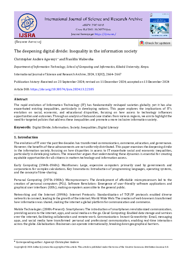 (PDF) The deepening digital divide: Inequality in the information society