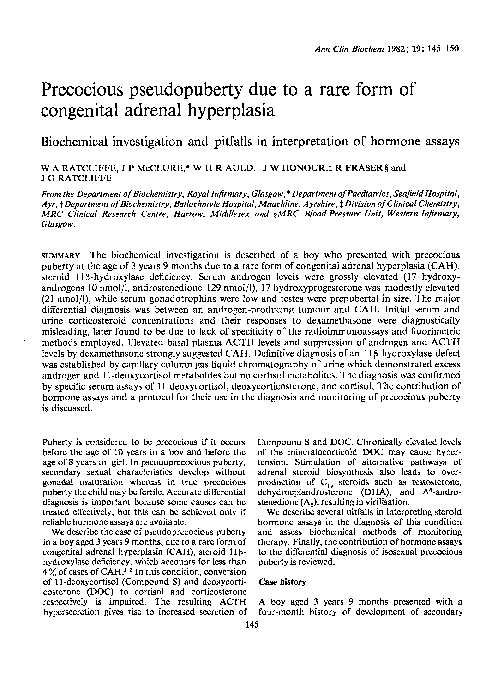 Precocious Pseudopuberty Due to a Rare Form of Congenital Adrenal ...