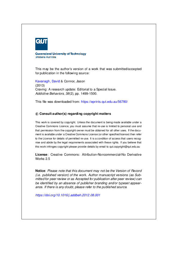(PDF) Craving: A research update