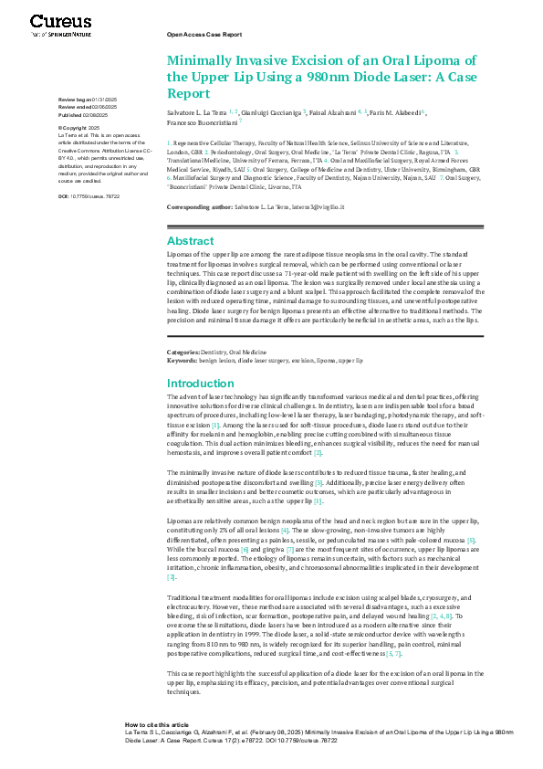 (PDF) Minimally Invasive Excision of an Oral Lipoma of the Upper Lip ...