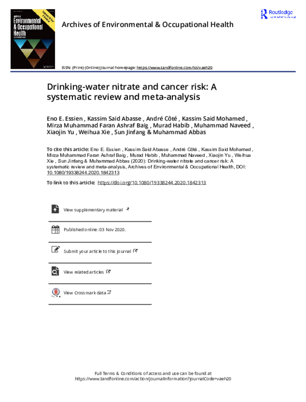 (PDF) Drinking-water nitrate and cancer risk: A systematic review and ...