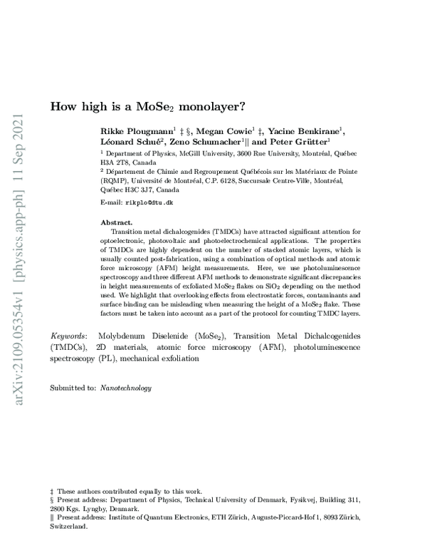 (PDF) How high is a MoSe2 monolayer?