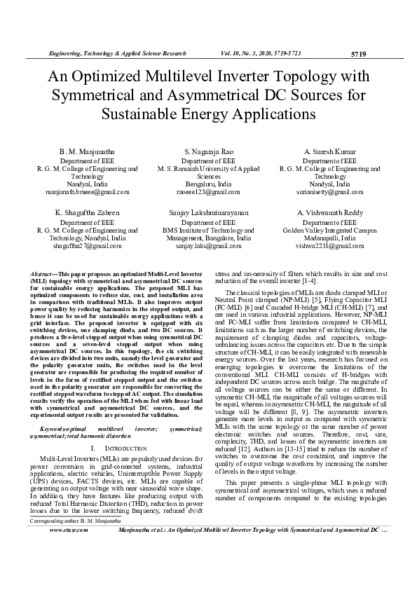 (PDF) An Optimized Multilevel Inverter Topology with Symmetrical and ...