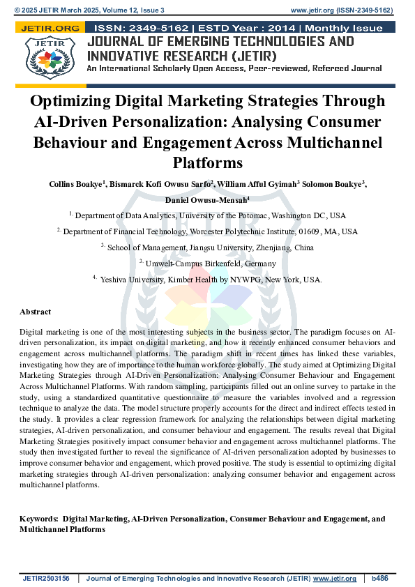 (PDF) Optimizing Digital Marketing Strategies Through AI-Driven Personalization: Analysing ...