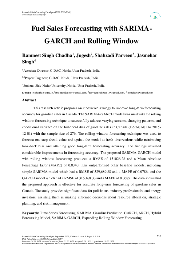 (PDF) Fuel Sales Forecasting with SARIMA-GARCH and Rolling Window