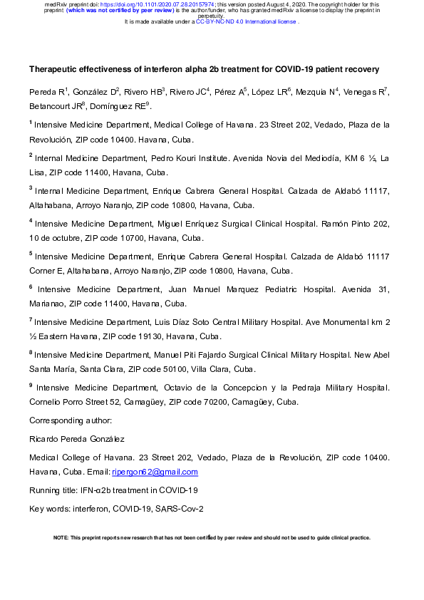 (PDF) Therapeutic effectiveness of interferon alpha 2b treatment for ...