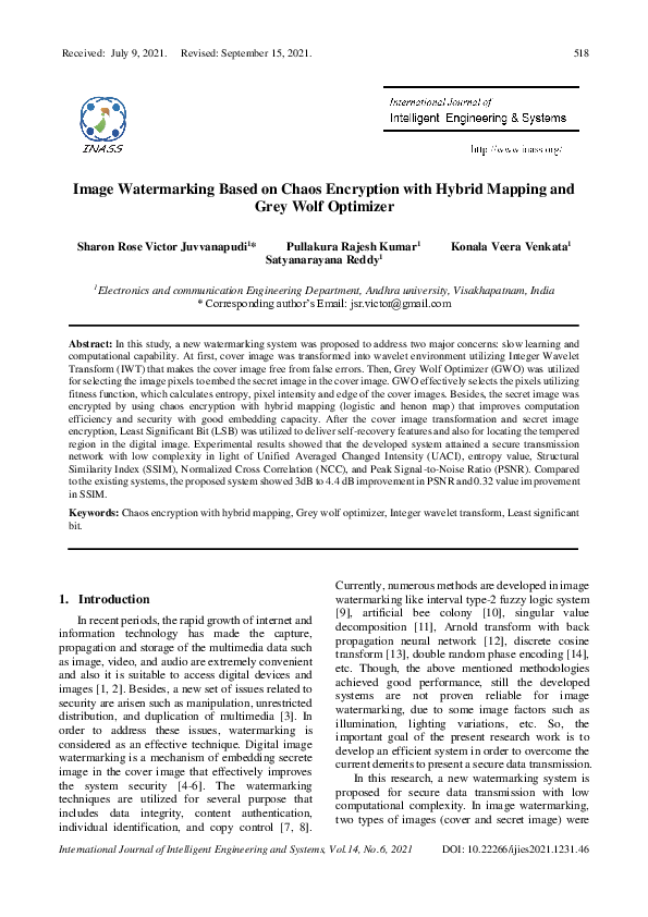 (PDF) Image Watermarking Based on Chaos Encryption with Hybrid Mapping and Grey Wolf Optimizer