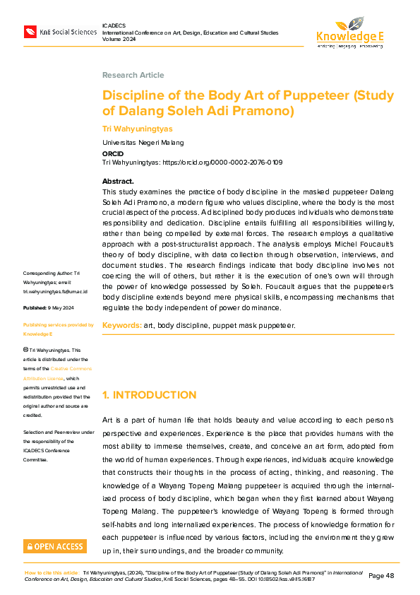 (PDF) Discipline of the Body Art of Puppeteer (Study of Dalang Soleh ...