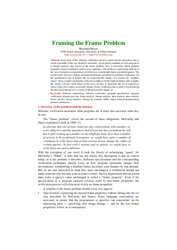 (PDF) Framing the Frame Problem