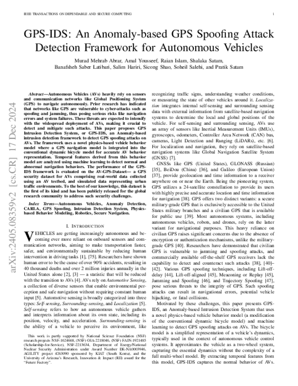 Pdf Gps Ids An Anomaly Based Gps Spoofing Attack Detection Framework