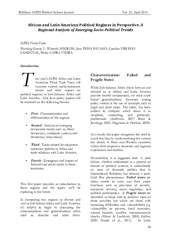 (PDF) African and Latin American Political Regimes in Perspective