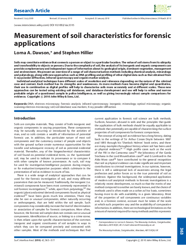 (PDF) Measurement of soil characteristics for forensic applications
