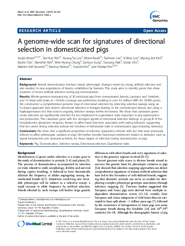 (PDF) A genome-wide scan for signatures of directional selection in ...