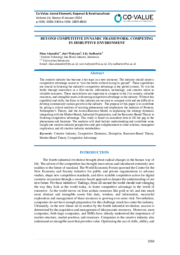 (PDF) Beyond Competitive Dynamic Framework: Competing in Disruptive ...