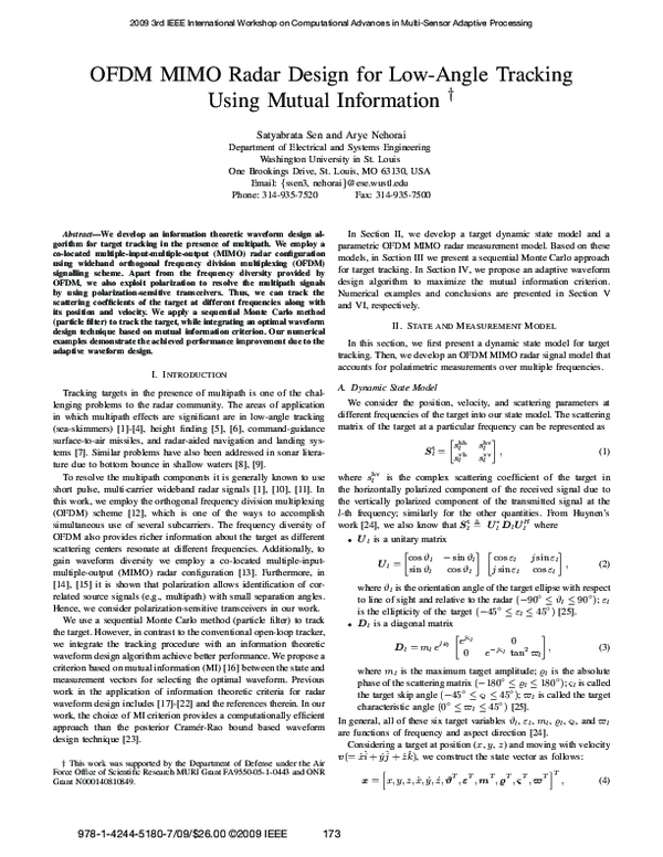 (PDF) OFDM MIMO radar design for low-angle tracking using mutual information