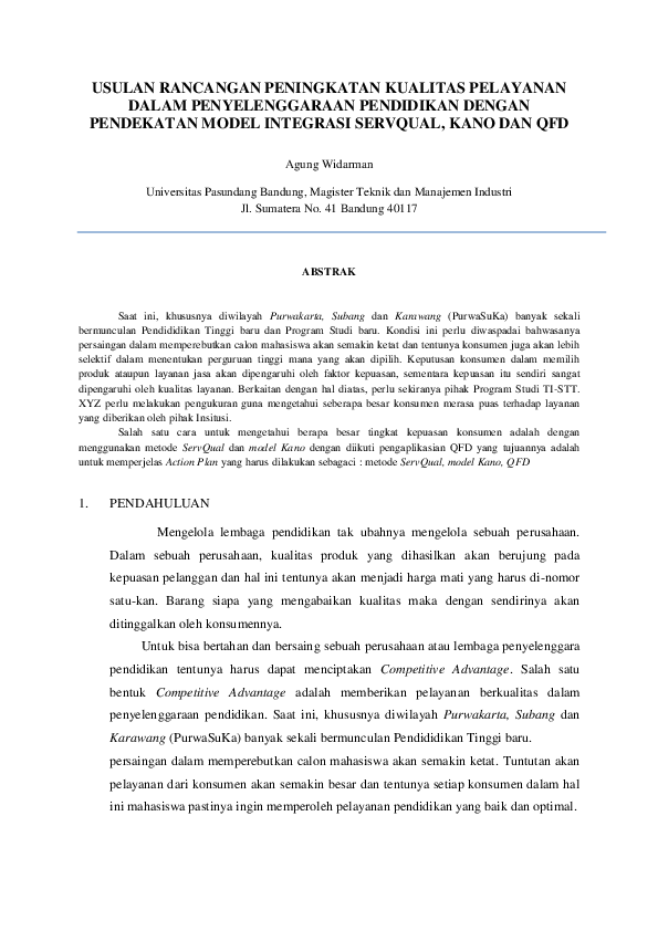 (PDF) Usulan Rancangan Peningkatan Kualitas Pelayanan Dalam Penyelenggaraan Pendidikan Dengan ...