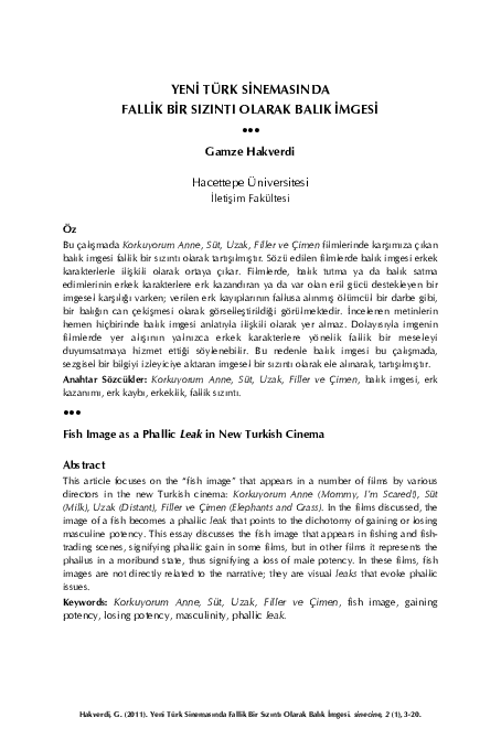 (PDF) Yeni Türk Sinemasında Fallik Bir Sızıntı Olarak Balık İmgesi
