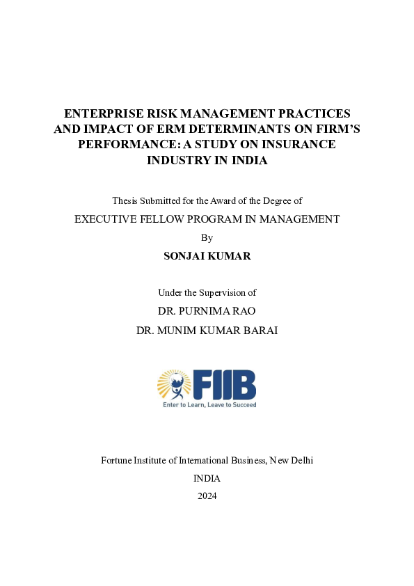 (PDF) ENTERPRISE RISK MANAGEMENT PRACTICES AND IMPACT OF ERM DETERMINANTS ON FIRM'S PERFORMANCE ...