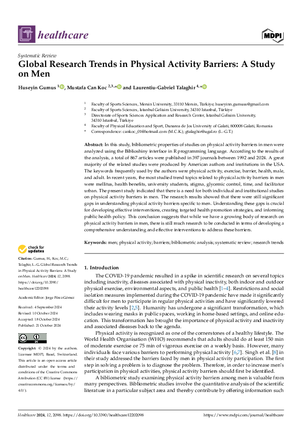 (PDF) Global Research Trends in Physical Activity Barriers: A Study on Men