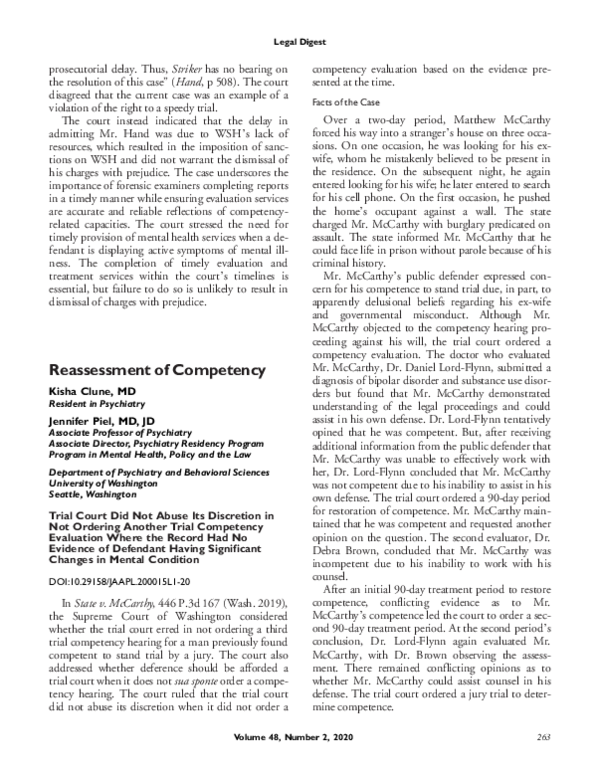 (PDF) Reassessment of Competency