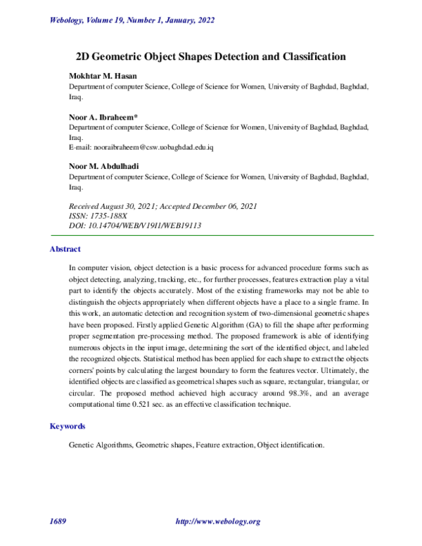 (PDF) 2D Geometric Object Shapes Detection and Classification