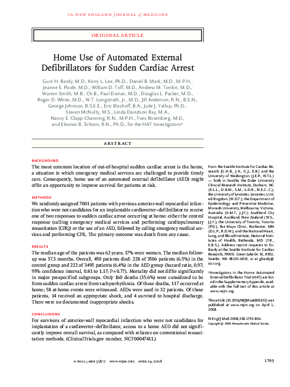 (PDF) Home Use of Automated External Defibrillators for Sudden Cardiac ...