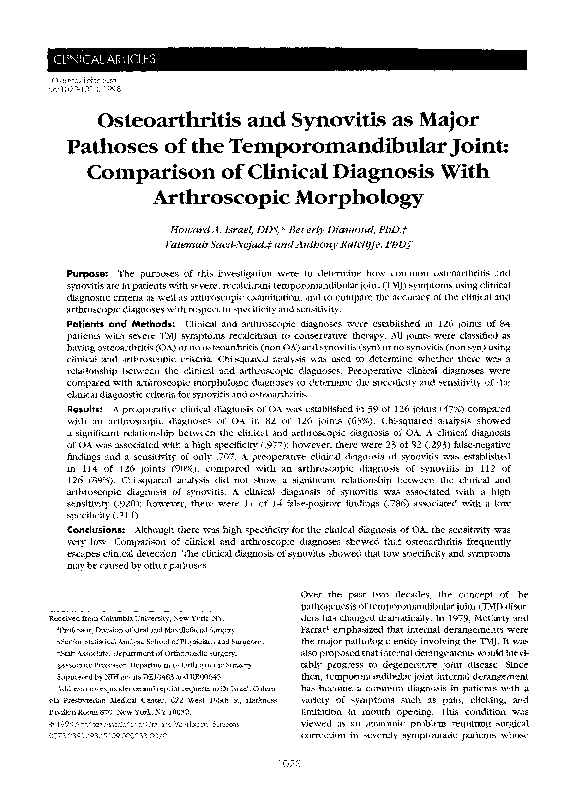 (PDF) Osteoarthritis and synovitis as major pathoses of the ...