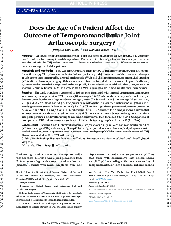 (PDF) Does the Age of a Patient Affect the Outcome of Temporomandibular ...