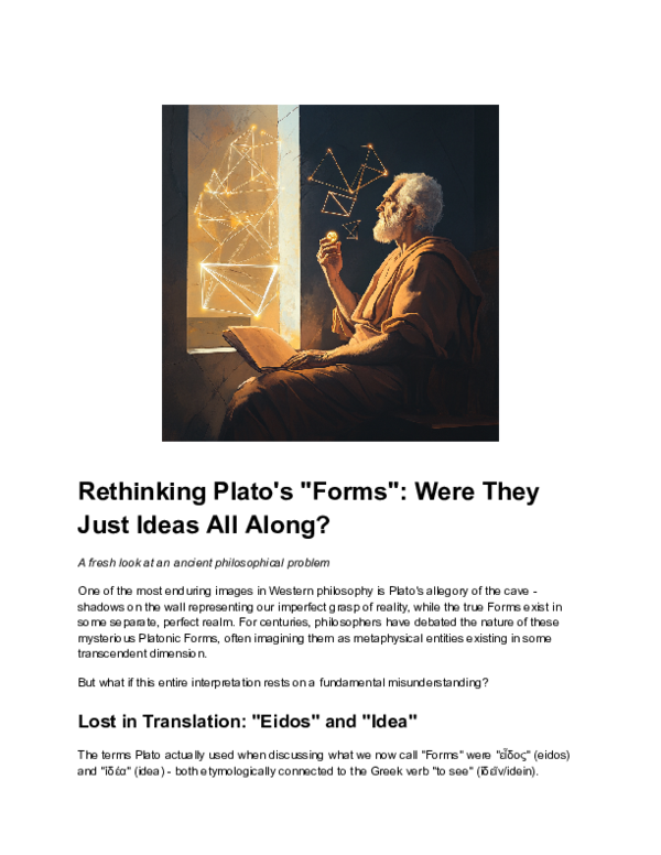 (PDF) Rethinking Plato's Forms Were They Just Ideas All Along