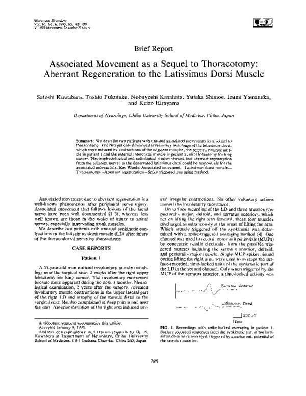 Associated movement as a sequel to thoracotomy: Aberrant regeneration ...