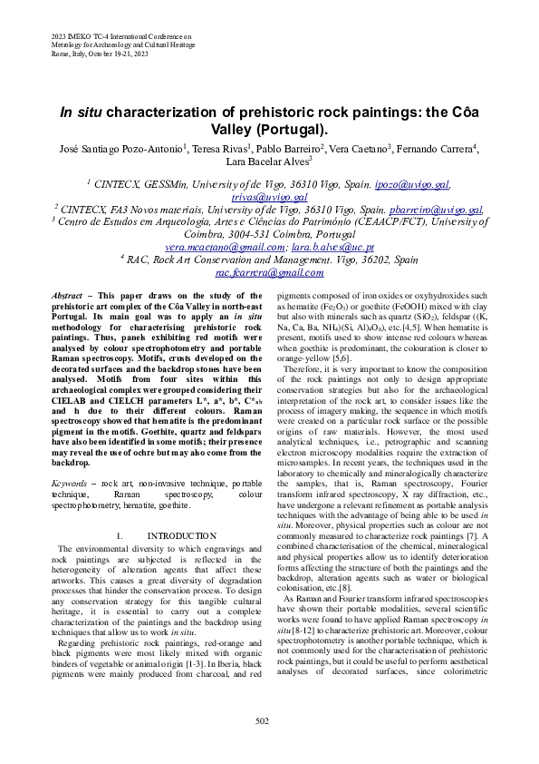(PDF) In situ characterization of prehistoric rock paintings: the Côa ...