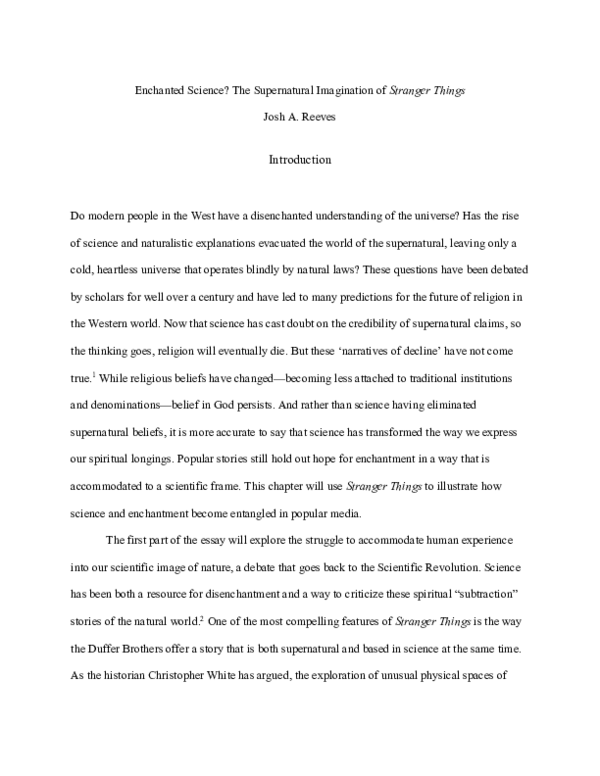 (PDF) Enchanted Science? The Supernatural Imagination of Stranger Things
