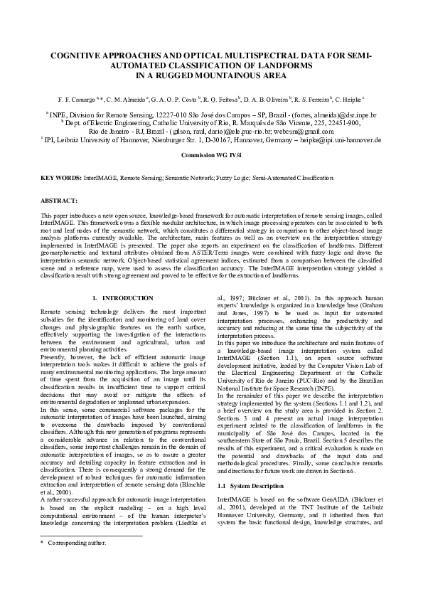 (PDF) Cognitive approaches and optical multispectral data for semi-automated classification of ...