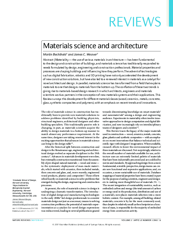 (PDF) Materials science and architecture