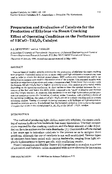 (PDF) Preparation and evaluation of catalysts for the production of ...