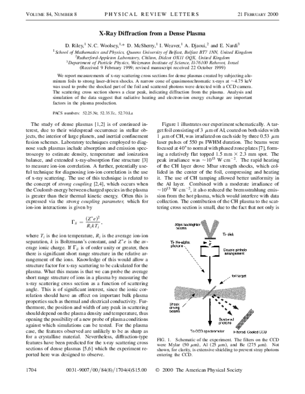 (PDF) X-Ray Diffraction from a Dense Plasma