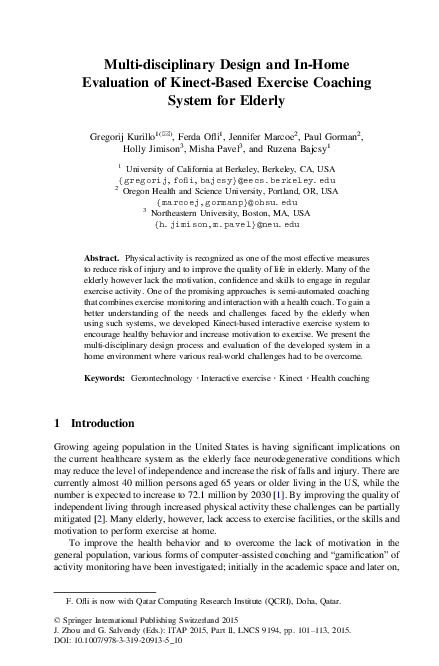 (PDF) Multi-disciplinary Design and In-Home Evaluation of Kinect-Based Exercise Coaching System ...