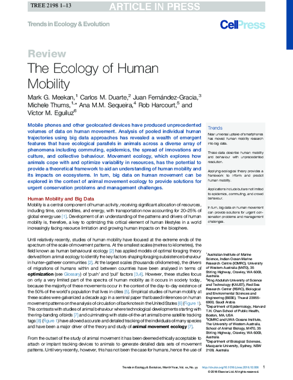 (PDF) The Ecology of Human Mobility