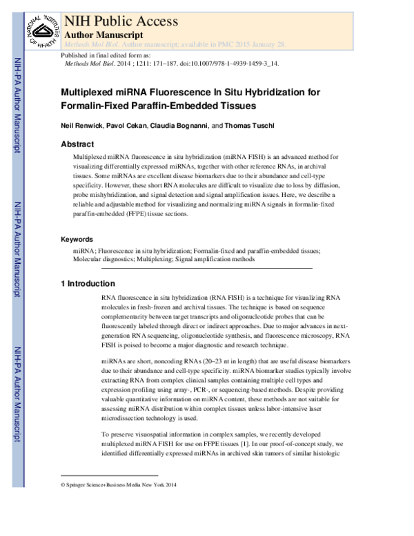 (PDF) Multiplexed miRNA fluorescence in situ hybridization for formalin-fixed paraffin-embedded ...