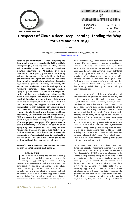 (PDF) Prospects of Cloud-Driven Deep Learning-Leading the Way for Safe and Secure AI