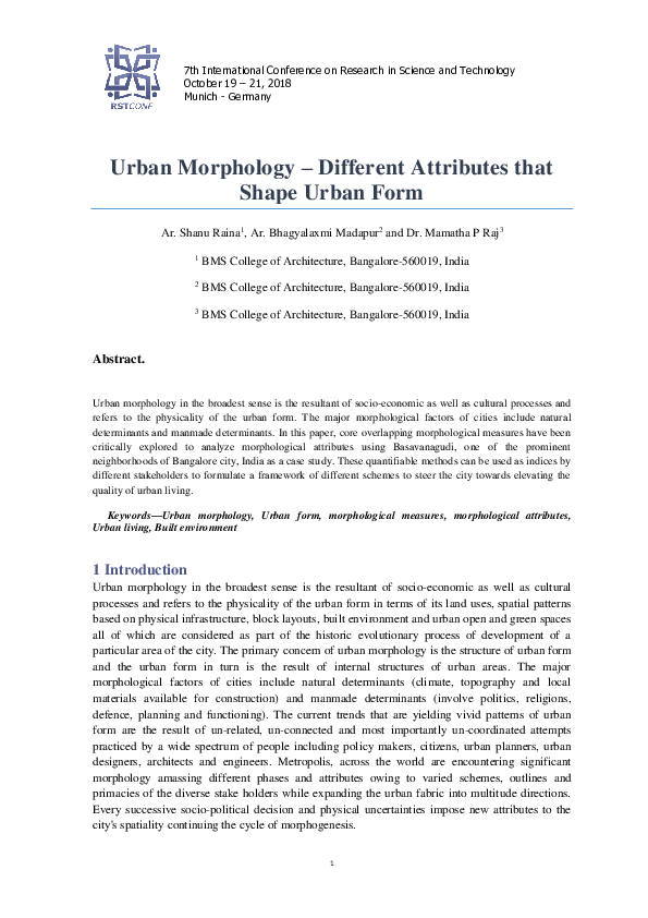 (PDF) Urban Morphology – Different Attributes that Shape Urban Form