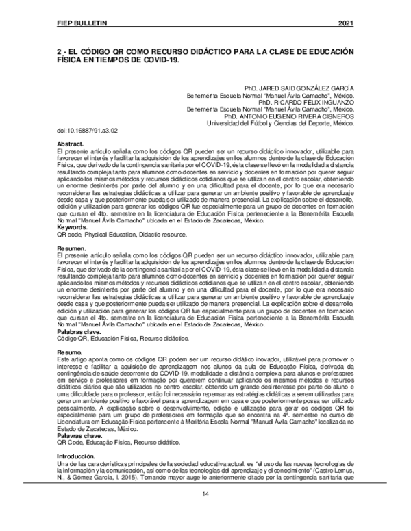 (PDF) El Código QR Como Recurso Didáctico Para La Clase De Educación ...