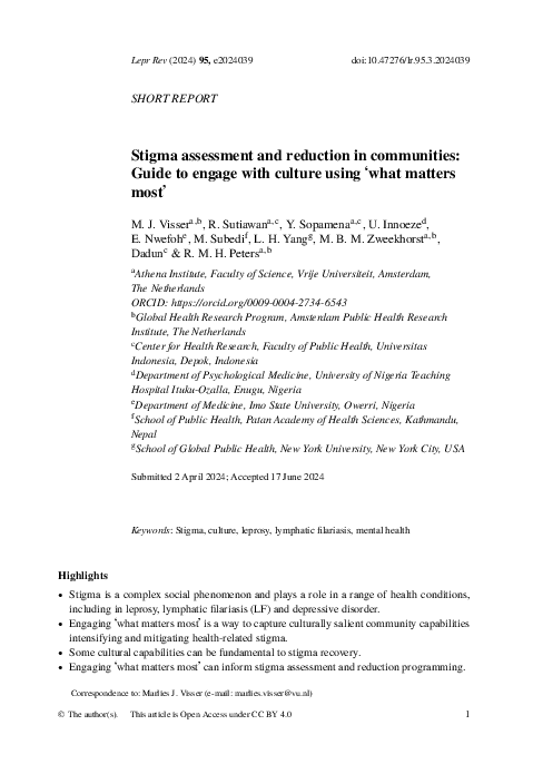 (PDF) Stigma assessment and reduction in communities: Guide to engage ...