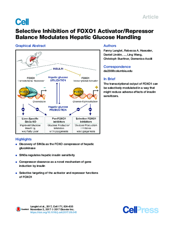 (PDF) Selective Inhibition of FOXO1 Activator/Repressor Balance ...