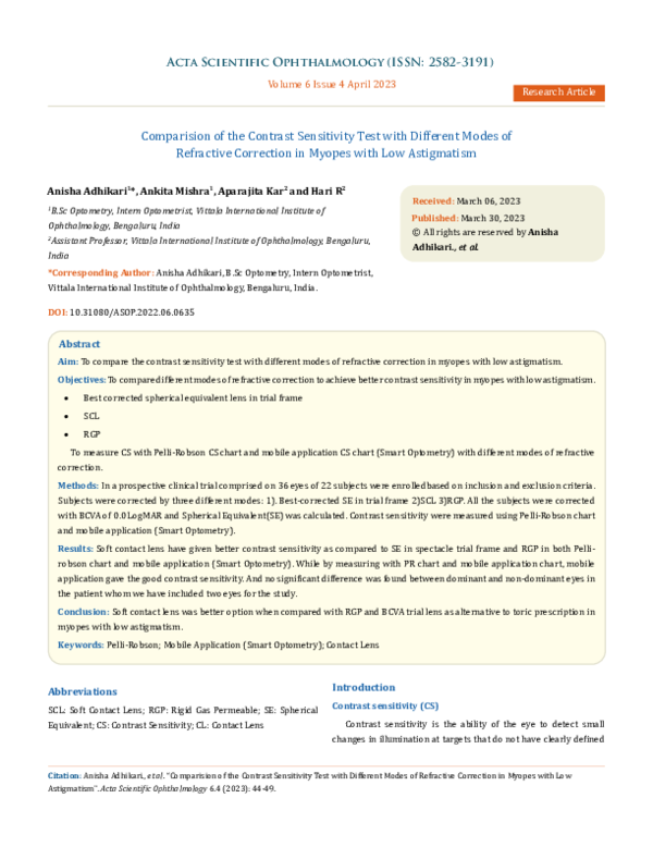 (PDF) Comparision of the Contrast Sensitivity Test with Different Modes ...
