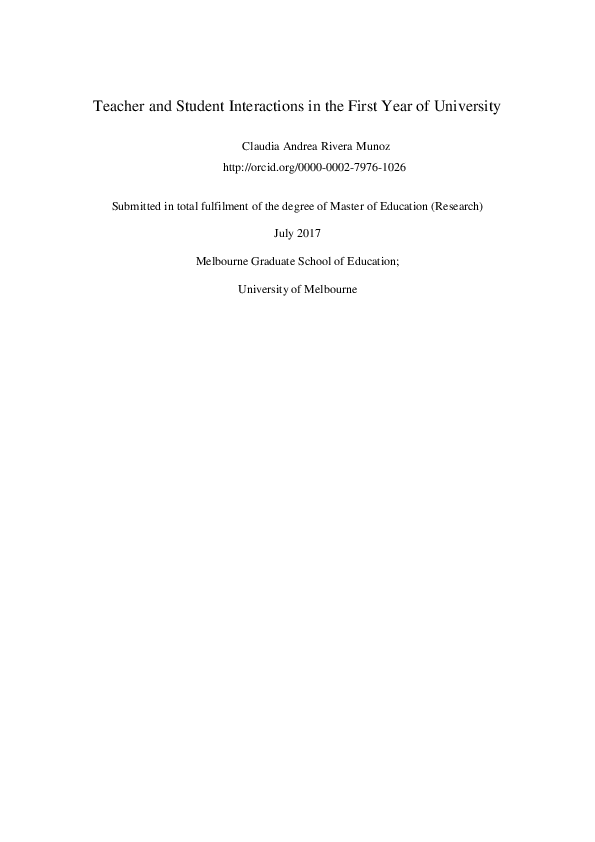(PDF) Teacher and student interactions in the first year of university