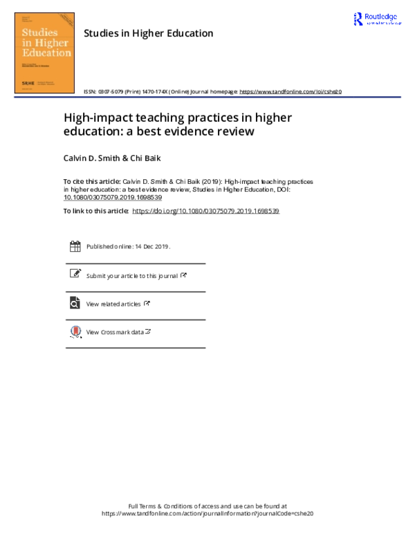 (PDF) High-impact teaching practices in higher education: a best ...