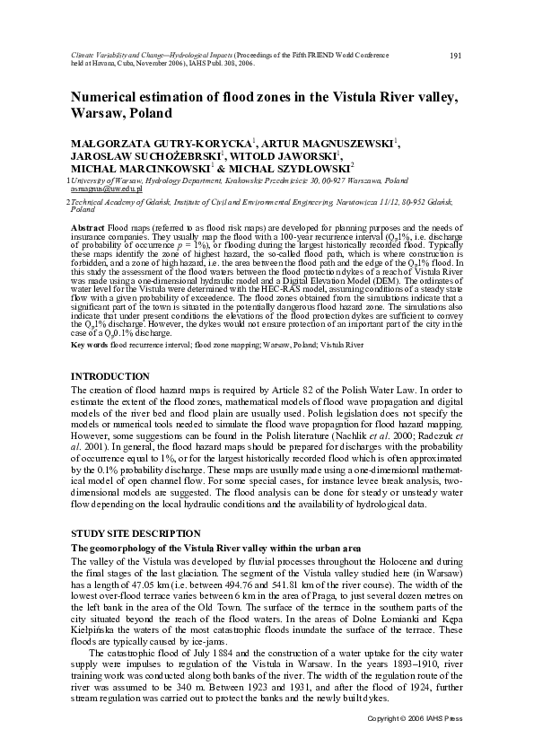 (PDF) Numerical estimation of flood zones in the Vistula River valley ...